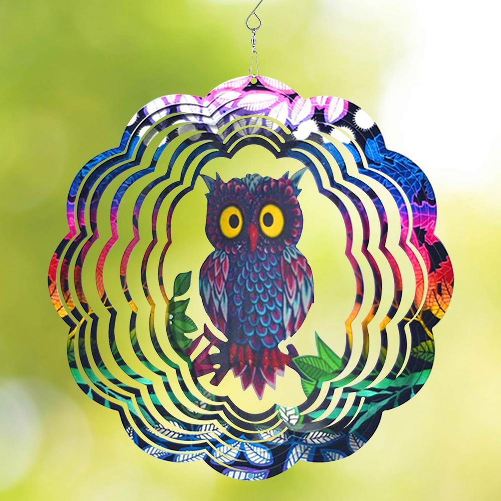3D Painted Metal Wind Chime Geometric Owl Kinetic ... – Grandado