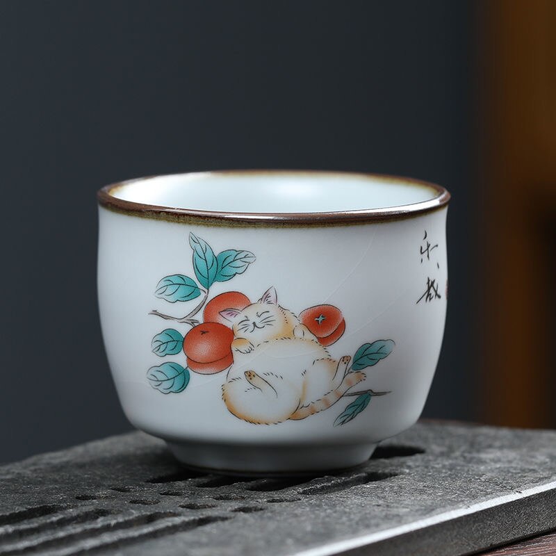 LUWU Ceramic Tea Cup Cute Cat Chinese Teacups 100m... – Grandado