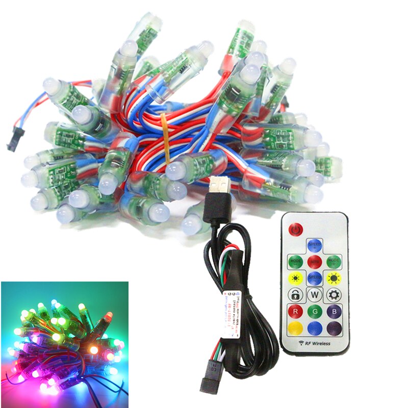 50 lysdioder ws2811 fullfärg pixel led modul 5v ip68 vattentät digital ...