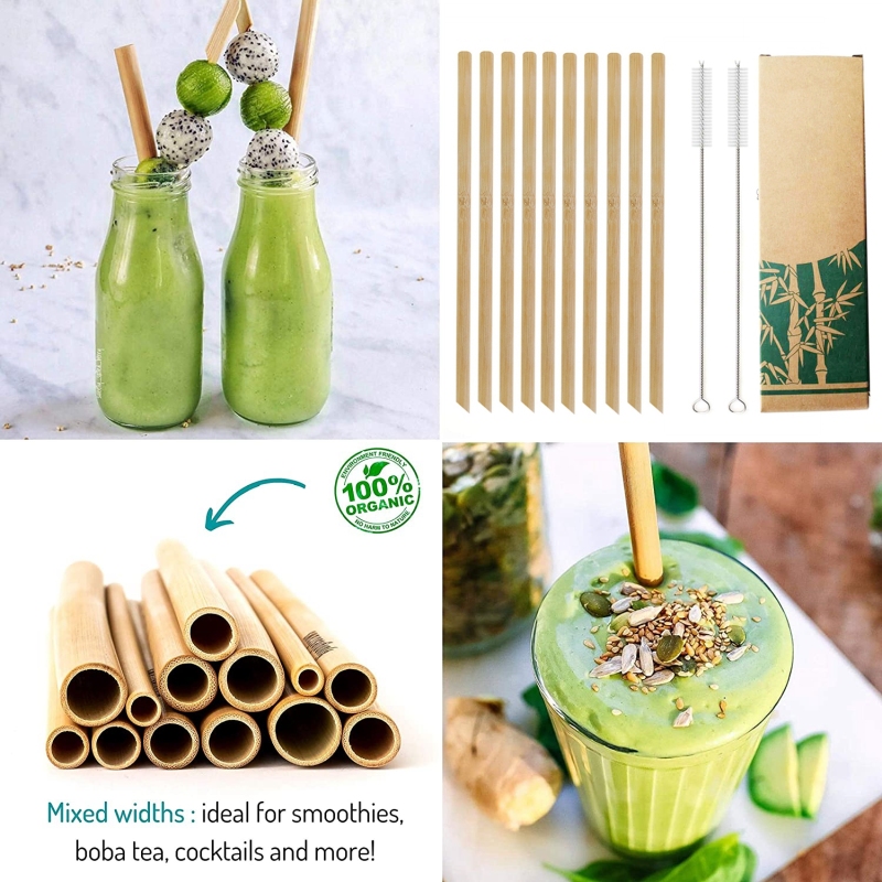 10Pcs/set 20cm Reusable Bar Bamboo Straws Eco-frie... – Grandado