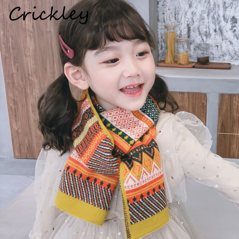 Fair Isle Jacquard Weave Pattern Kids Scarf Autumn... – Grandado