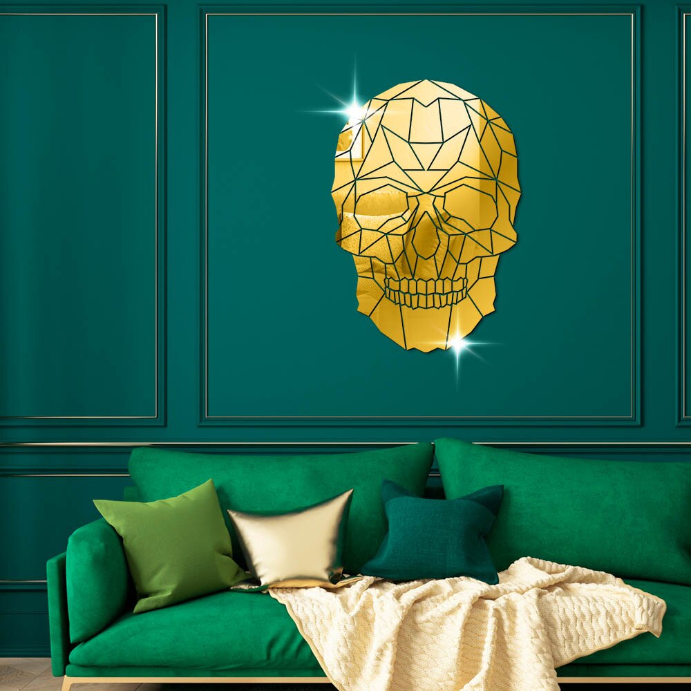 Skull Head Acrylic Mirror Effect Wall Stickers Hal... – Grandado