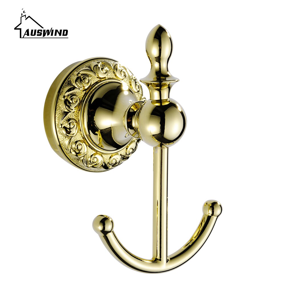 Europe Solid Brass Robe Hooks Clothes Polish Finis... – Grandado