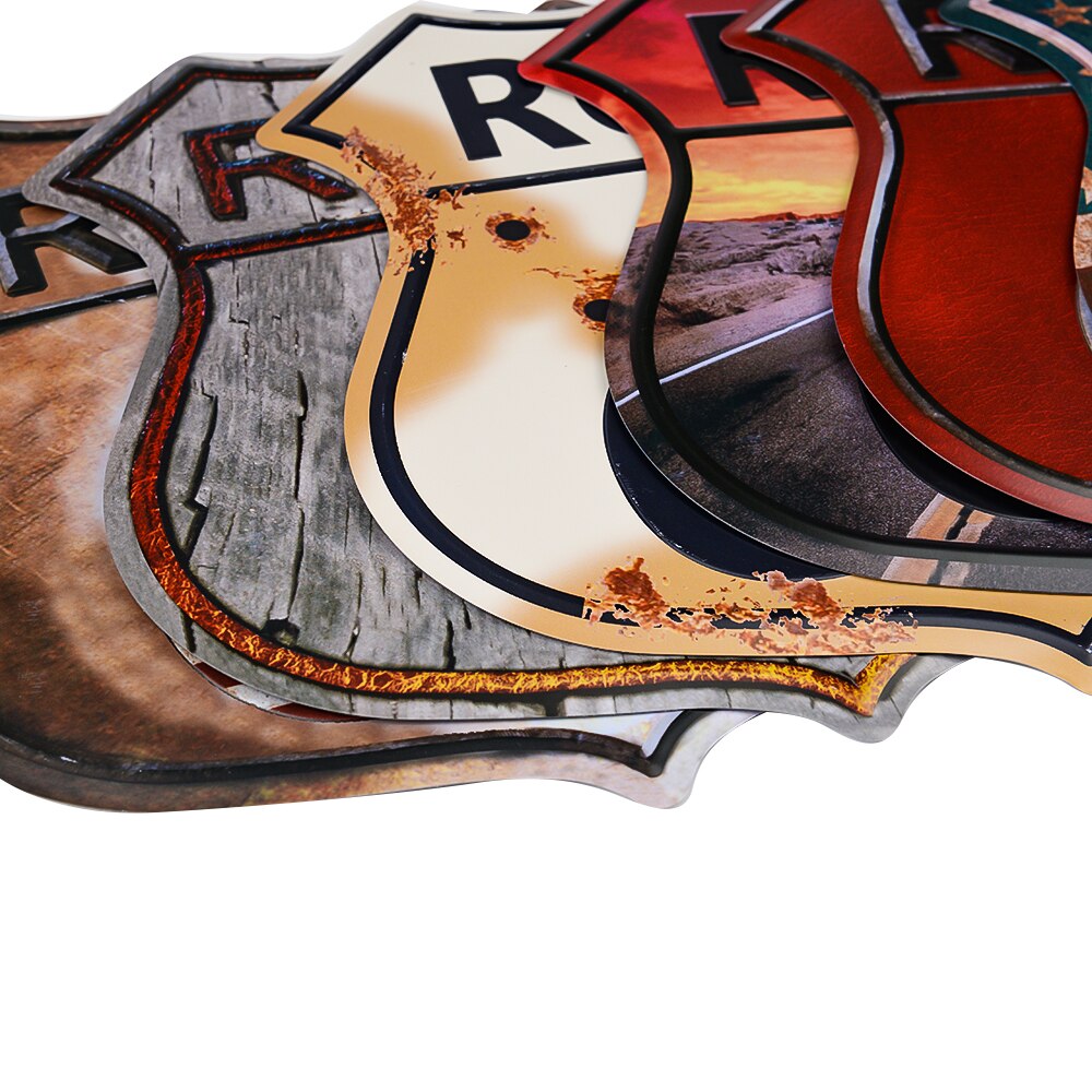 DL-2-Pack Rusty Highway Route 66 Metal Sign US Mad... – Grandado