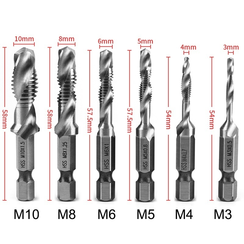 Hex Shank Drill Bit HSS Screw Tap Drill Bits Size ... – Vicedeal