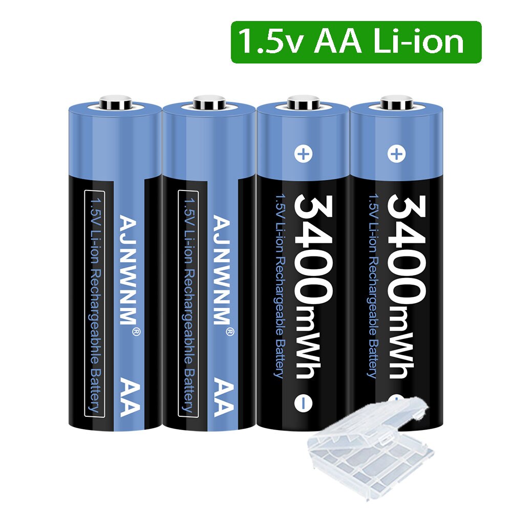 1.5V AA 3400mwh Lithium ion Rechargeable Battery 1... – Grandado