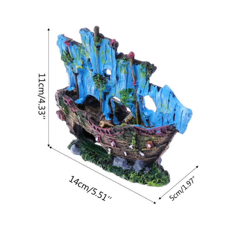 Aquarium Ornament Resin Sailing Boat Sunk Ship Fis... – Vicedeal