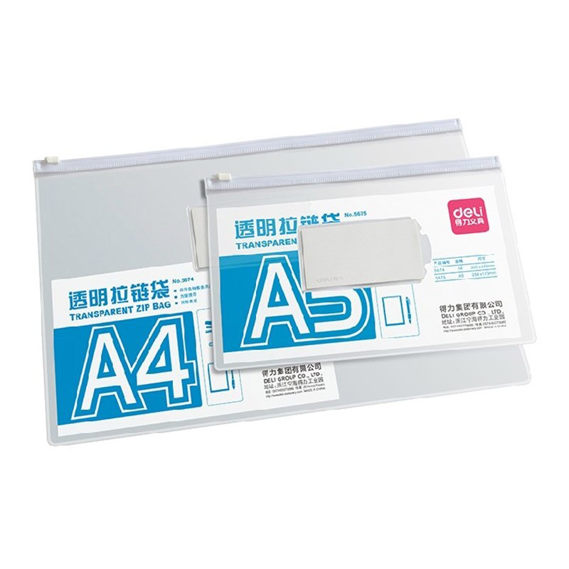 Deli A4 Size document bag Clear File Bag Elastic C... – Grandado