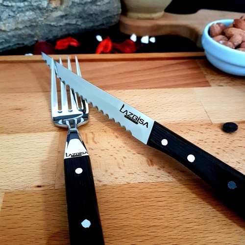 Lazbisa Mes En Vork Steak Steak Vlees Mes Vork 2li... – Vicedeal