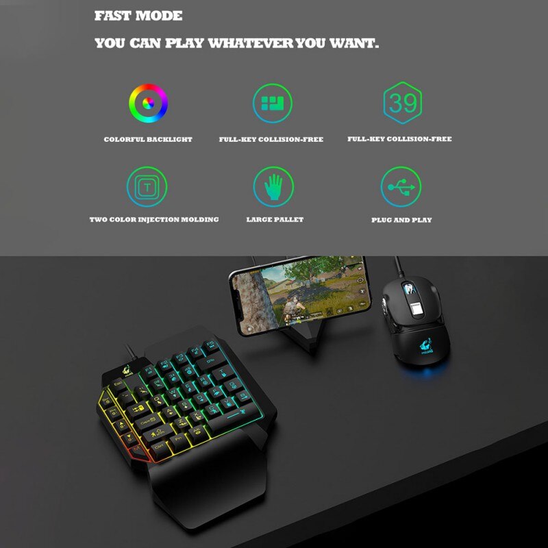 SL-USB Wired Keyboard Mouse One Hand Portable Resp... – Grandado