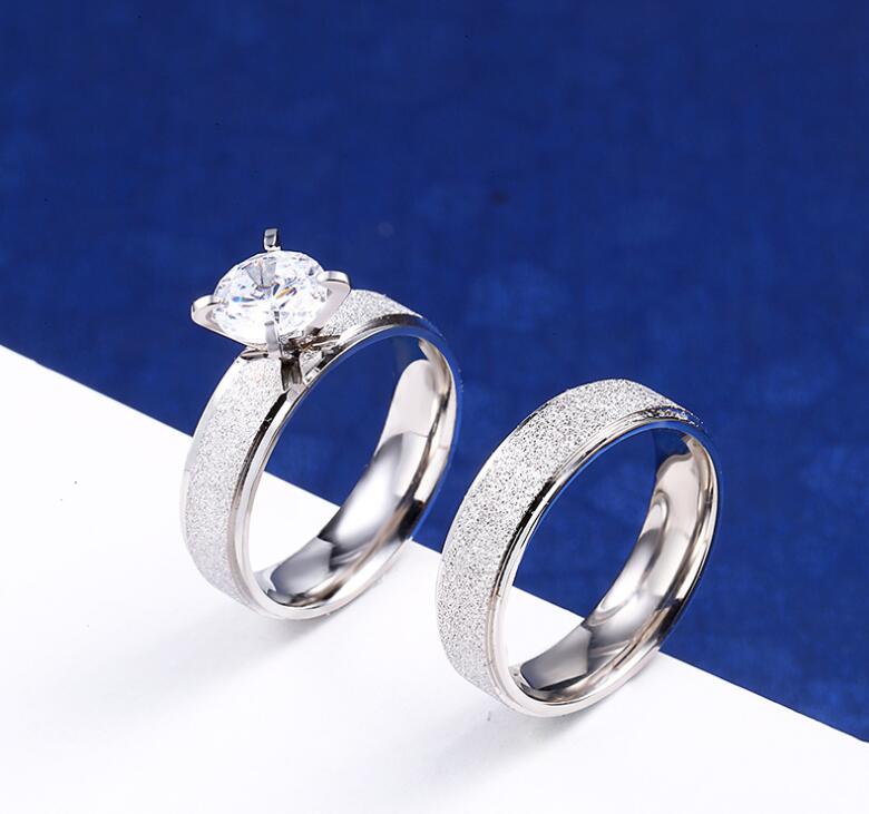 Diamant romantisk guld titanium stål parring enkel... – Grandado