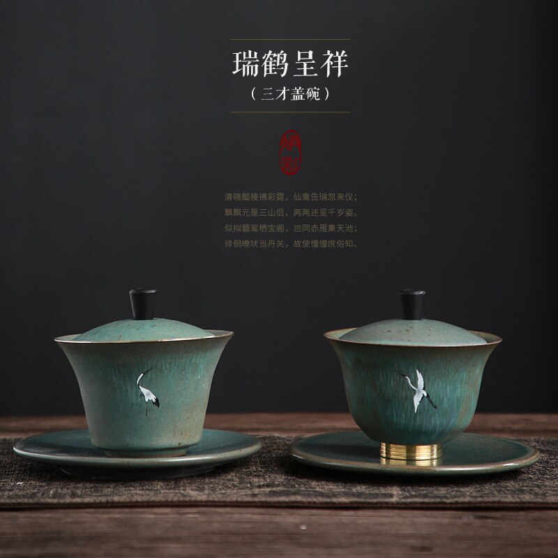 Traditional Chinese Hand Painted Pottery Gaiwan Te... – Grandado
