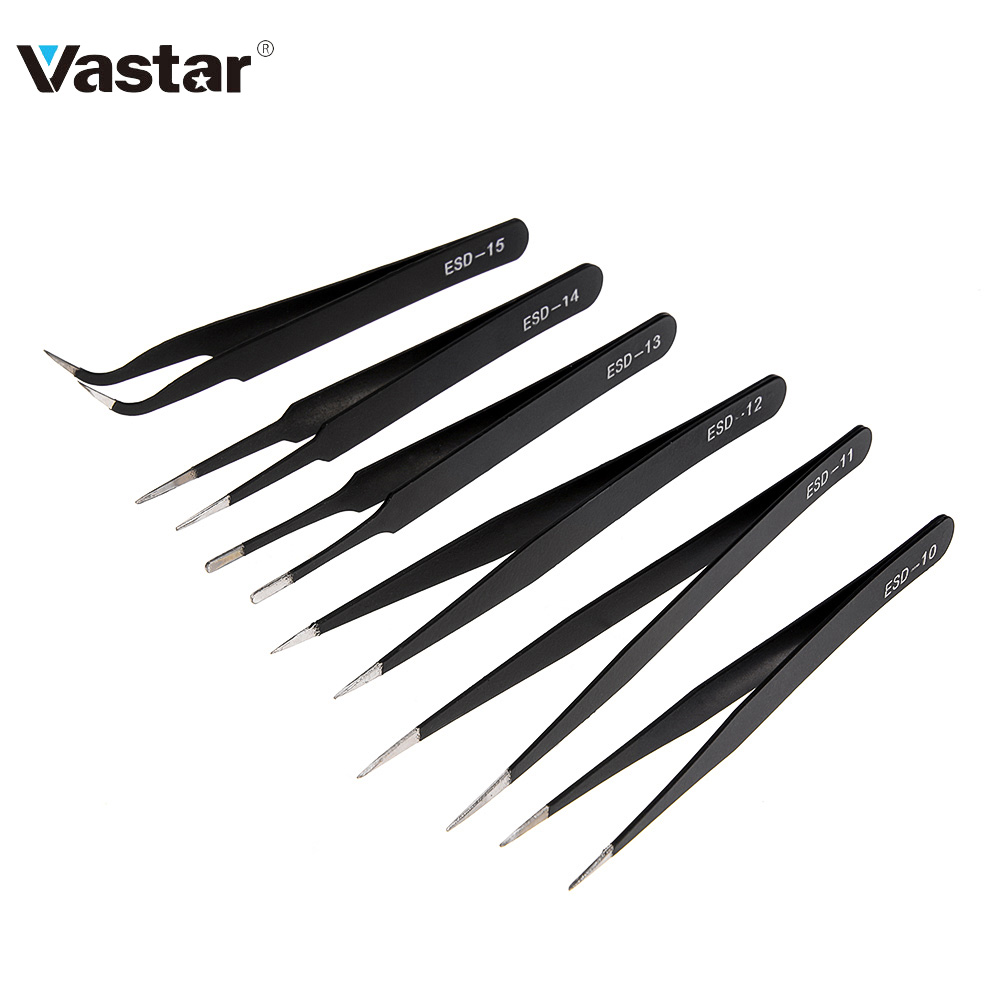6 Pcs ESD Anti-Static Stainless Steel Tweezers Set... – Grandado