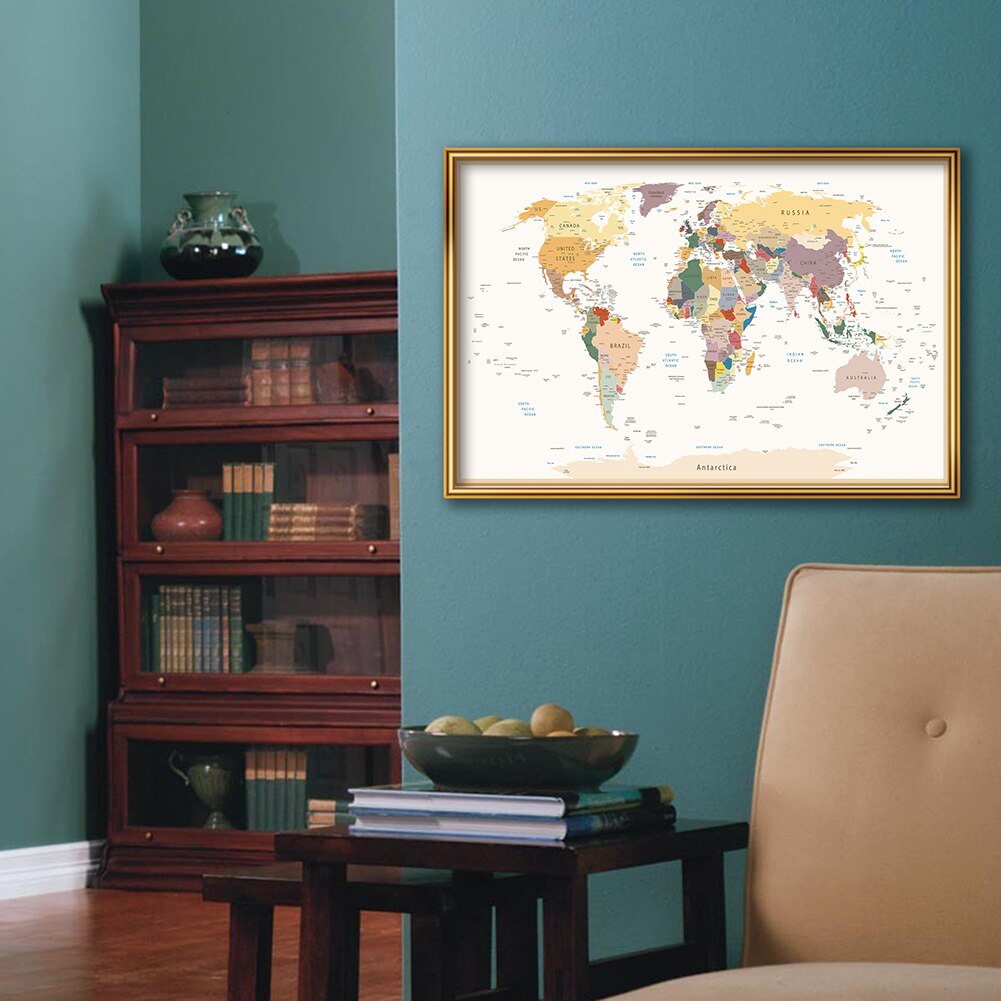 59*42cm The World Political Map Vintage Wall Art P... – Vicedeal