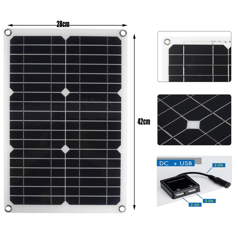 2 USB Port 80W Solar Panel Monocrystalline Solar C... – Grandado