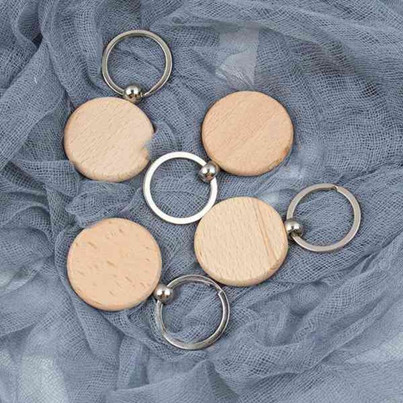 100Pcs Blank Round Wooden Key Chain Diy Wood Keych... – Grandado