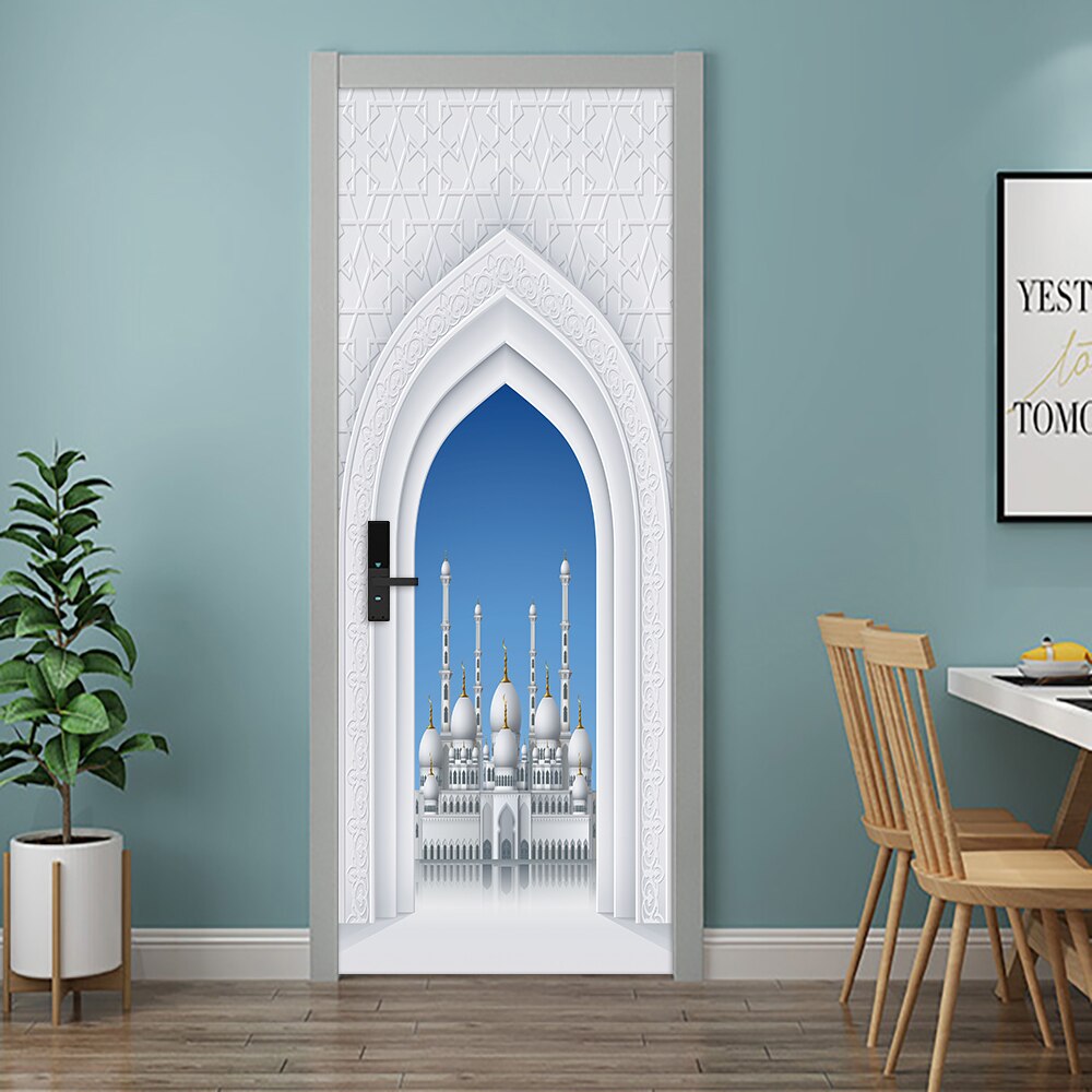 White Palace Great Mosque of Mecca DIY Door Sticke... – Grandado