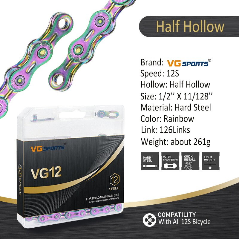 VG Sports Bicycle Chain 12 Speed 116L/126L Silver ... – Vicedeal