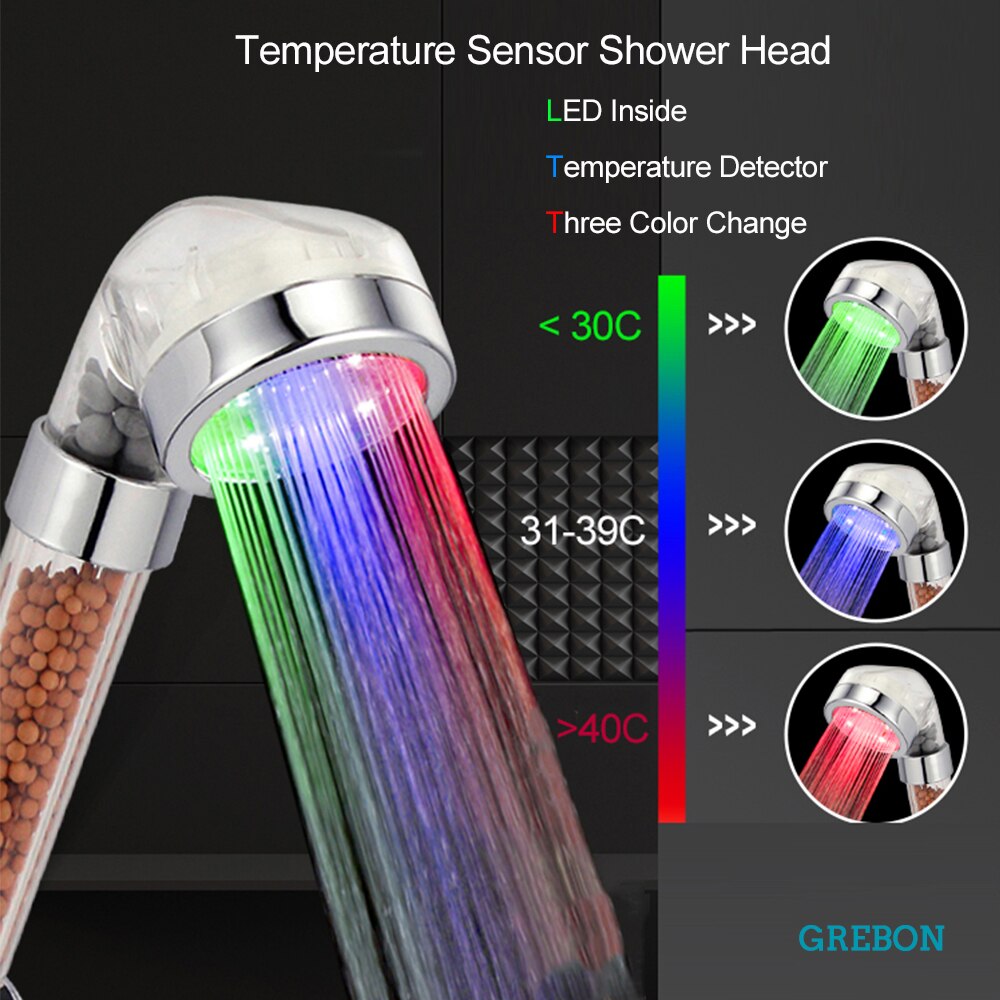 Color Changing Temperature Control led hand shower... – Grandado