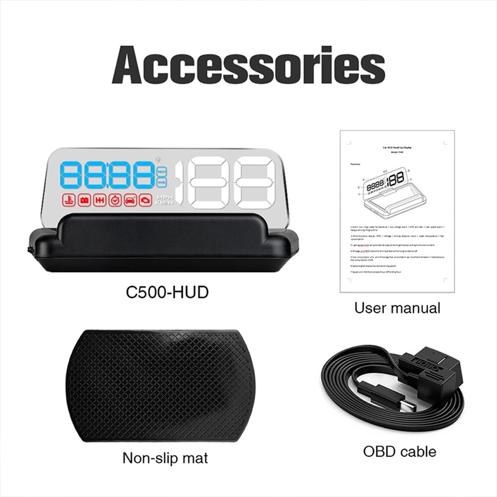 C500 Car HUD OBD Folding Head Up Display Water Tem... – Grandado