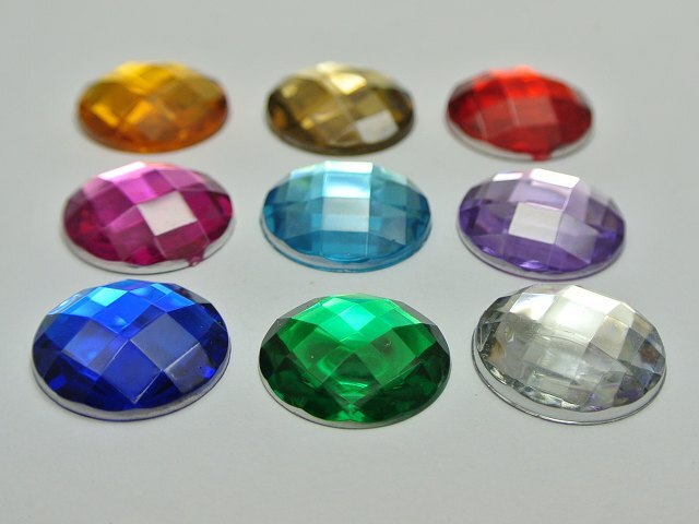 100 Mixed Color Acrylic Flatback Rhinestone Round ... – Vicedeal