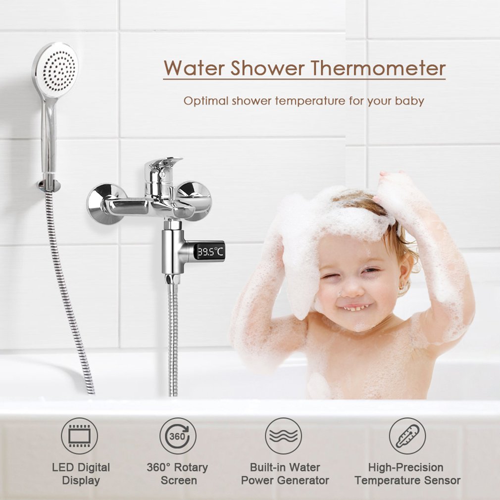 LED Display Water Shower Thermometer Self-Generati... – Grandado