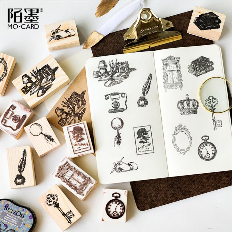 Vintage Frame crown Feather wood stamp DIY craft w... – Vicedeal