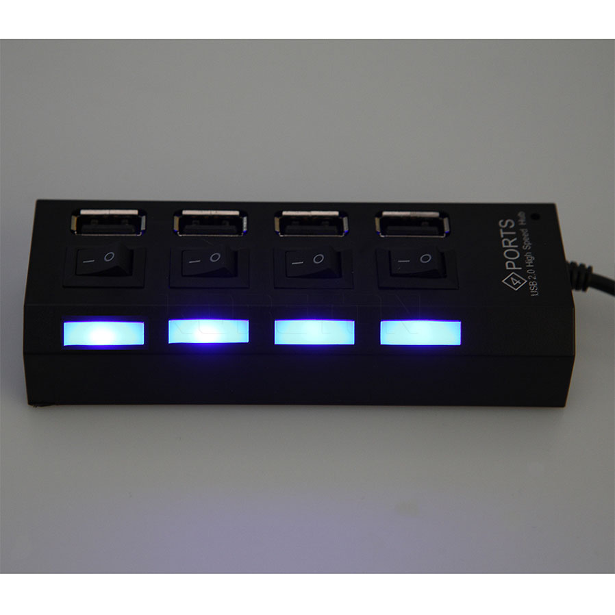 kebidumei 4 Port LED USB Hub Four Ports USB 2.0 Co... – Grandado