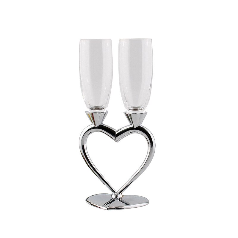 2pcs Bride Groom Wedding Champagne Flute Heart Sha... – Grandado