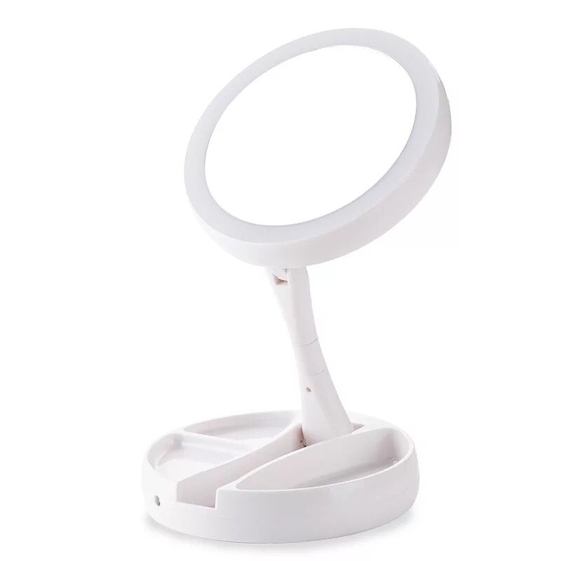 Opvouwbare Led Lamp Make-Up Spiegel Ronde Vorm Des... – Grandado