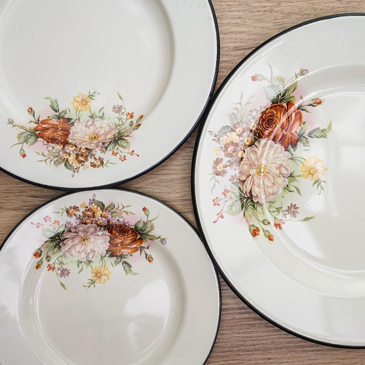 European flower thickened porcelain enamel plate f... – Vicedeal