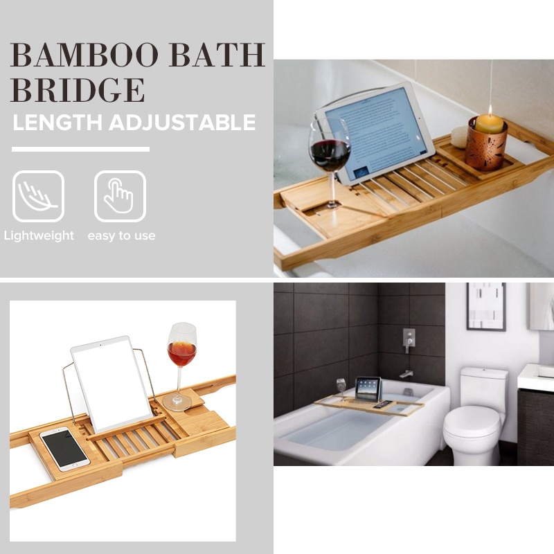Luxury Bathroom Bamboo Bath Bathtub Shelf Bridge T... – Vicedeal