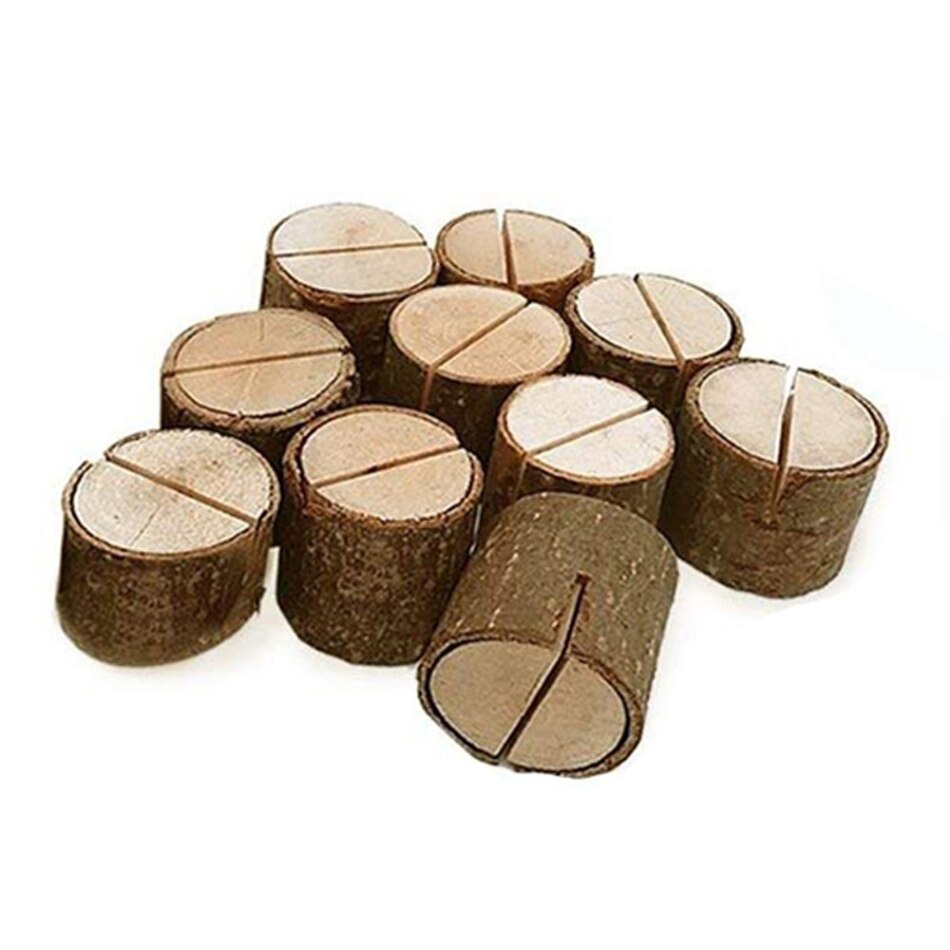 Wood Pile Name Place Card Photo Holders Wooden Bar... – Grandado
