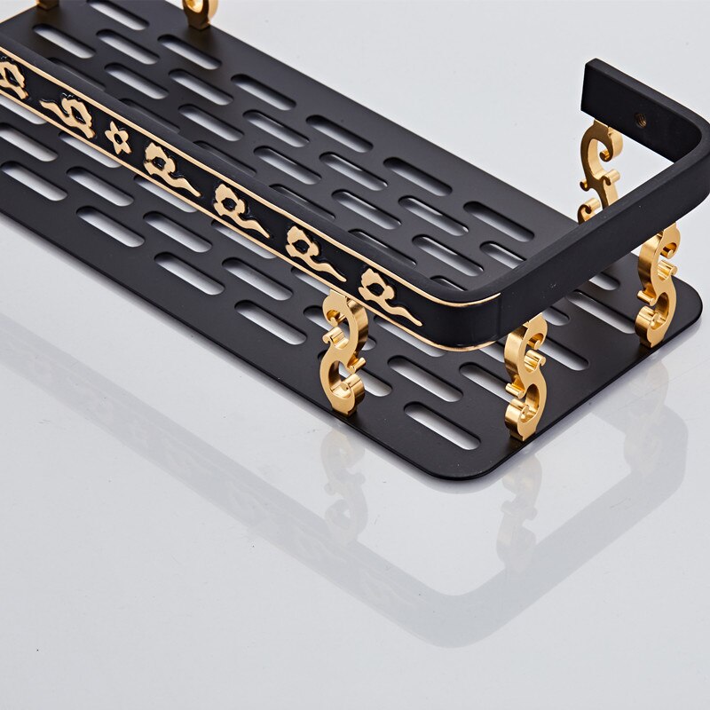 Black aluminum Bathroom shelf cosmetic rack bathro... – Vicedeal