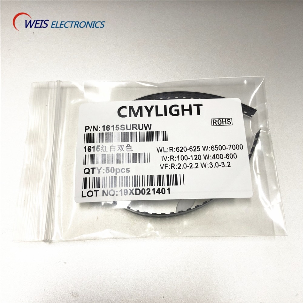 50 Stck 1615 verrotten + weiß bicolor LED SMD-4 2 ... – Grandado