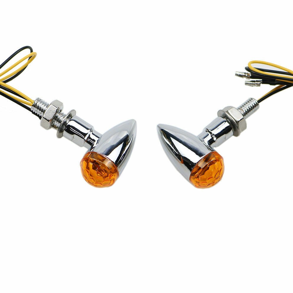 Chrome + Amber Lens Mini Bullet Universele Motoren... – Vicedeal