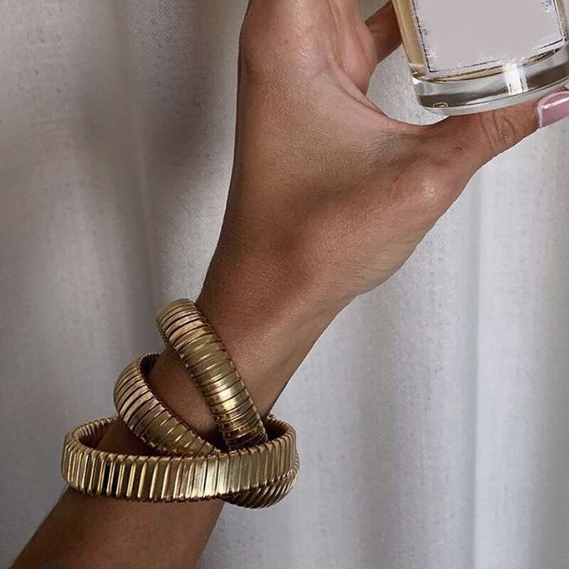 Hiphop Gold Color Snake Chains Spiral Twist Bracel... – Grandado