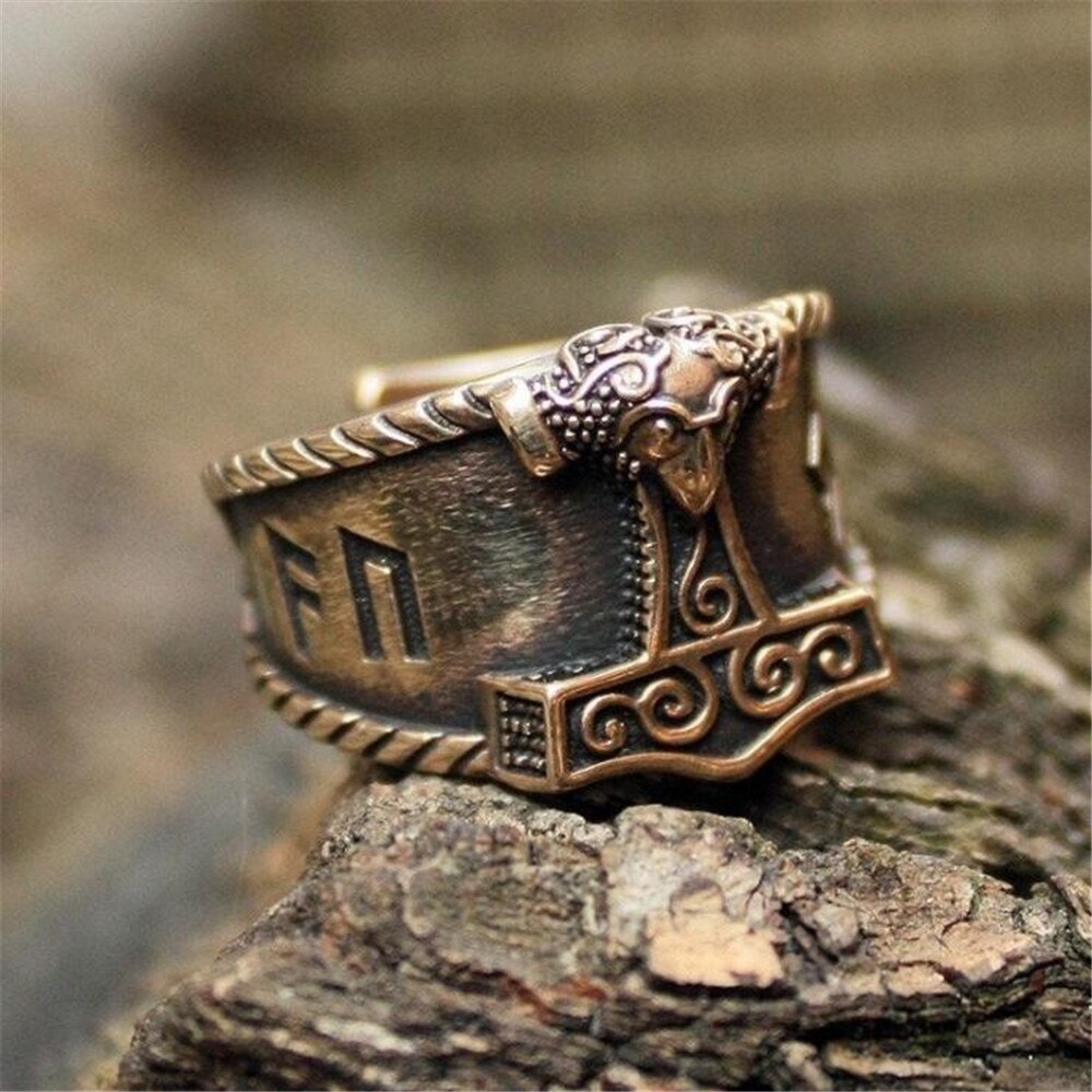 retro Viking good luck rune Nordic ring men's ... – Vicedeal