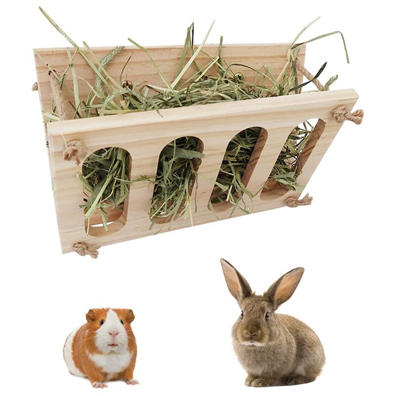 Rabbit Wooden Hay Rack Multi-Functional Manger Gra... – Vicedeal
