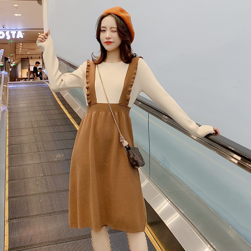 Pregnant Women Autumn Knitting Dress Preppy Style ... – Grandado