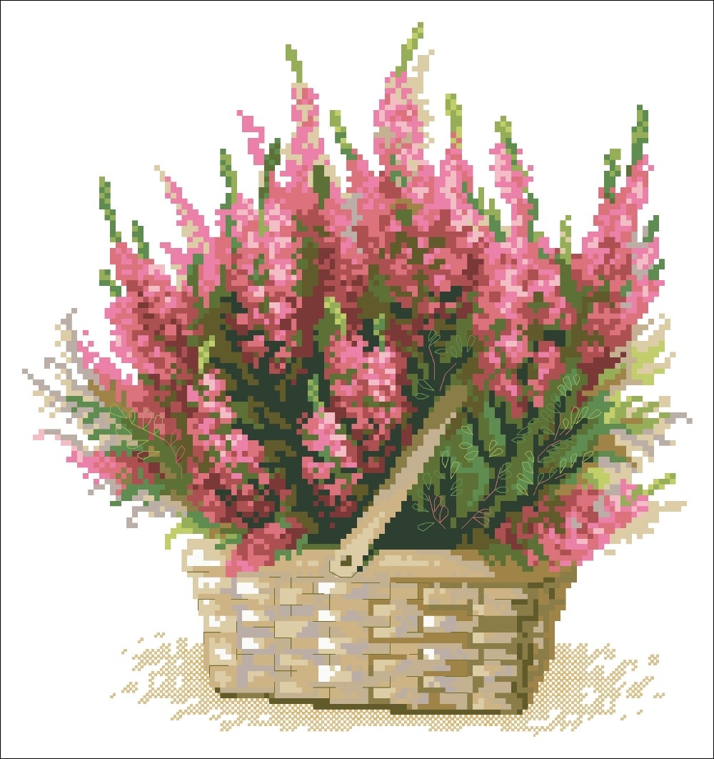 Scottish Heather cross stitch kit red flowers in b... – Grandado