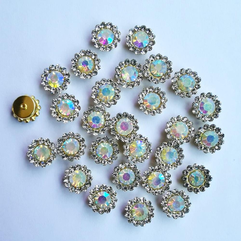 8mm 10mm 12mm runde, guld base, ab farve sten – Grandado