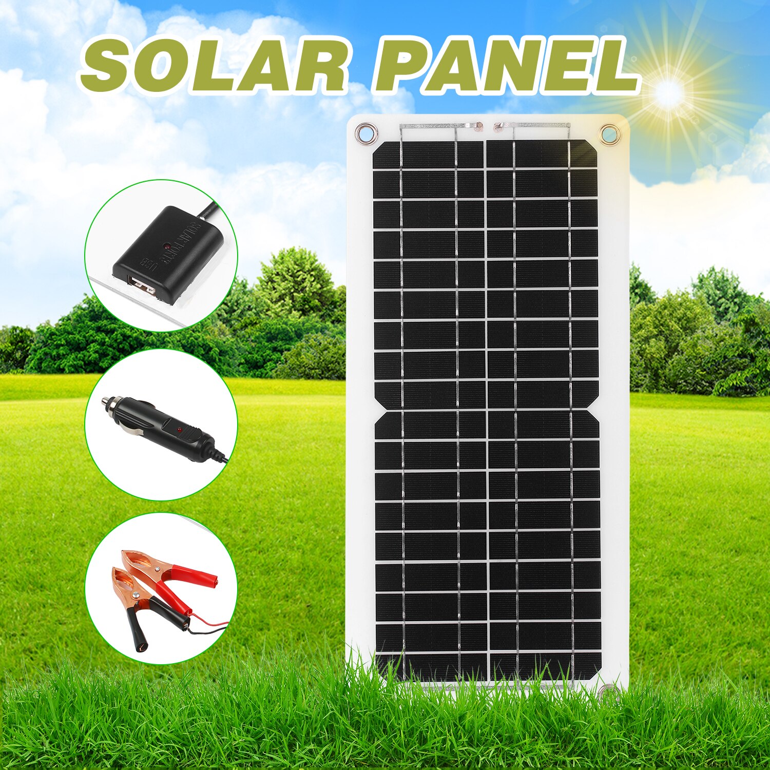 12W 12V Solar Panel Kit with Charge Controller USB... – Grandado