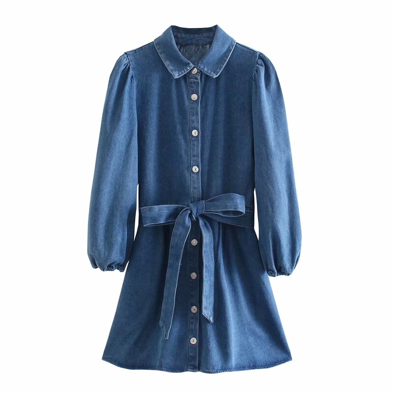 Aonibeier Denim Shirt Jurk Voorjaar Lange Mouw Tur... – Grandado