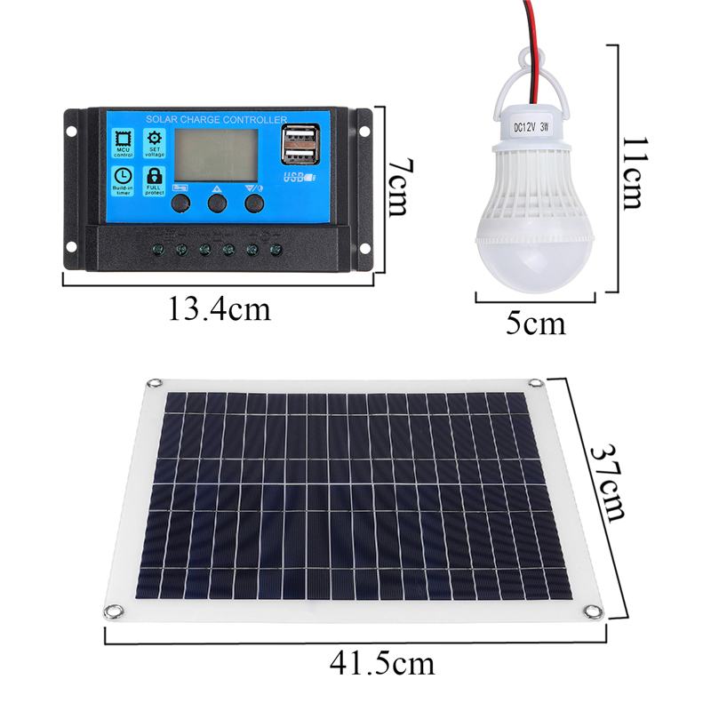 50W Solar Panel 18V +10A USB controller+2PCS 3W 12... – Vicedeal