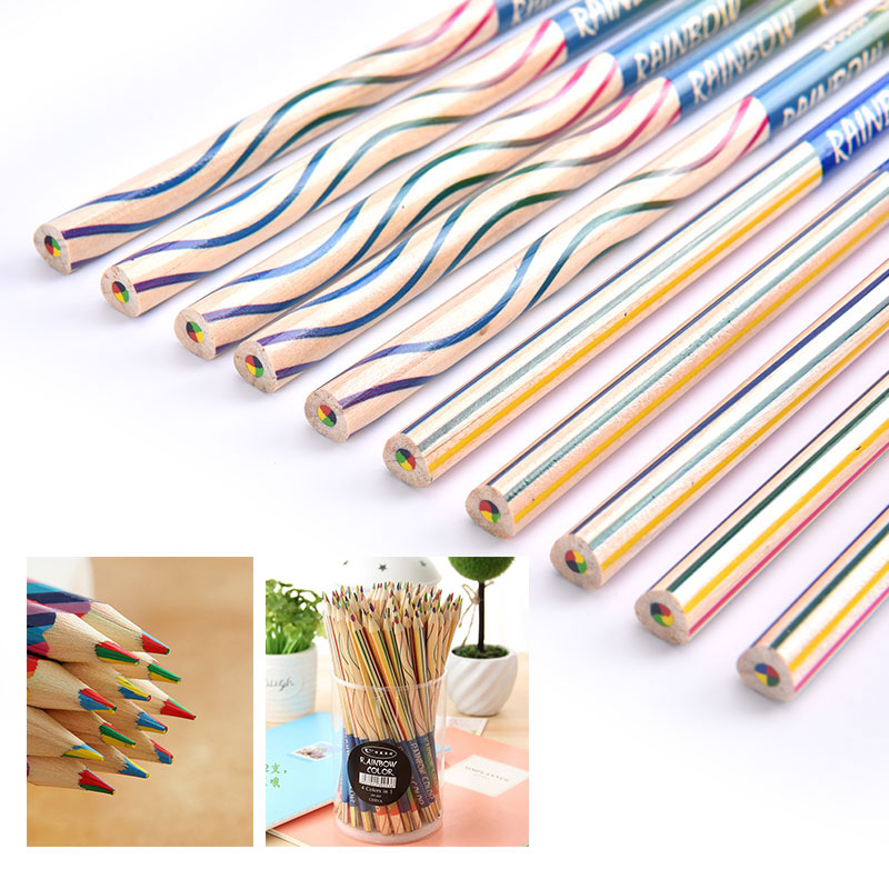 10pcs/pack 4 Color Concentric Rainbow Pencil Crayo... – Grandado