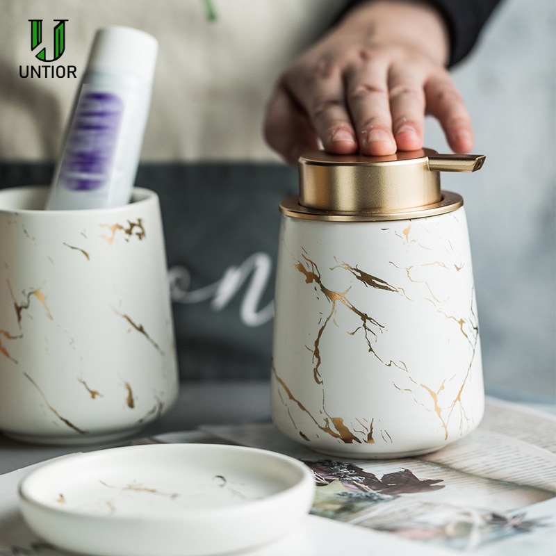 UNTIOR 3Pcs/Set Marbling Ceramic Bathroom Accessor... – Grandado
