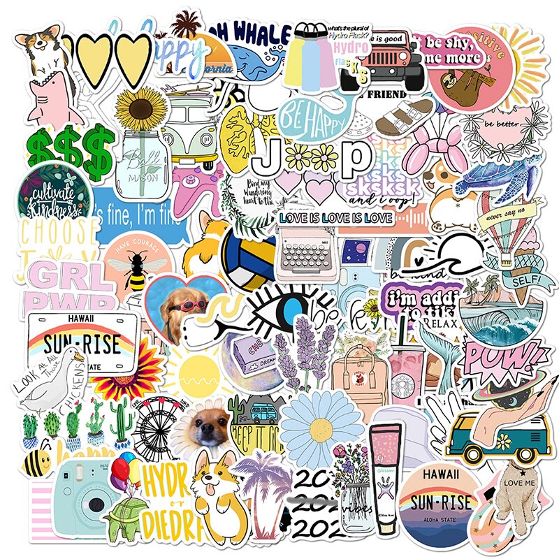 50/100 Pcs Vinyl Stickers Pack Girl Essential Stuf... – Grandado