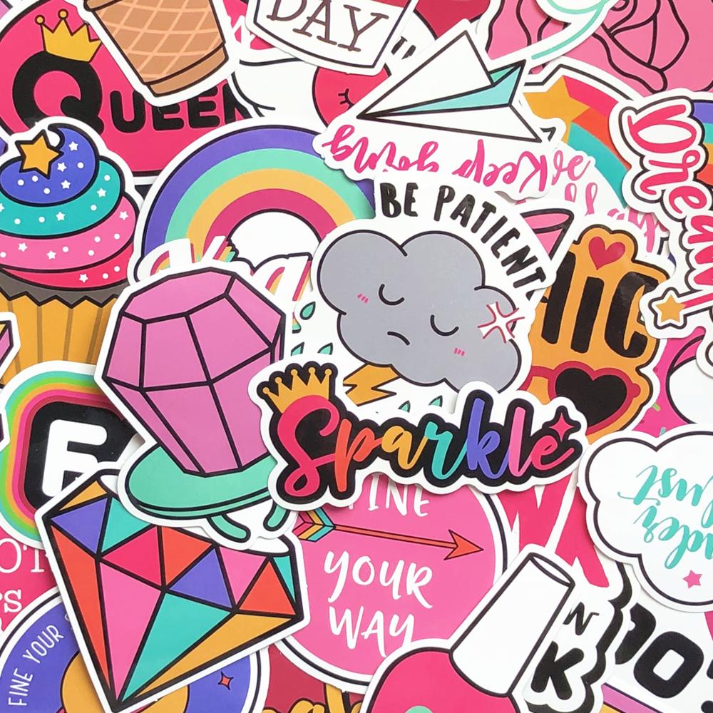 60 Pcs PVC Waterproof Girls Kawaii Pink Fun Sticke... – Vicedeal