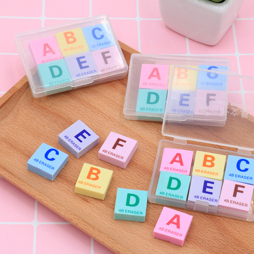 6pcs/lot Cute English letter A-F boxed Eraser Set ... – Grandado